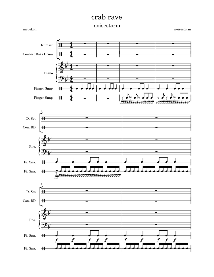 Crab rave – Noisestorm crab rave Sheet music for Piano, Drum group ...