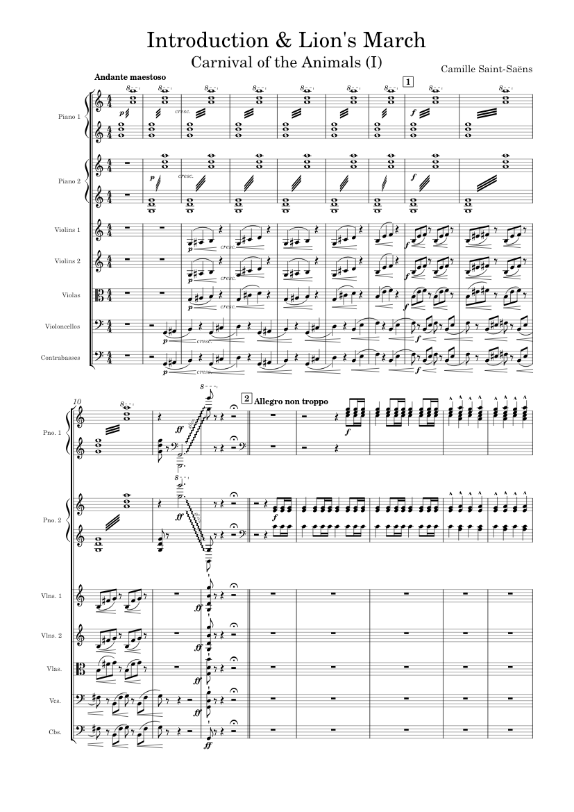 Introduction & Lion's March, Carnival of the Animals (1st Movement), by ...