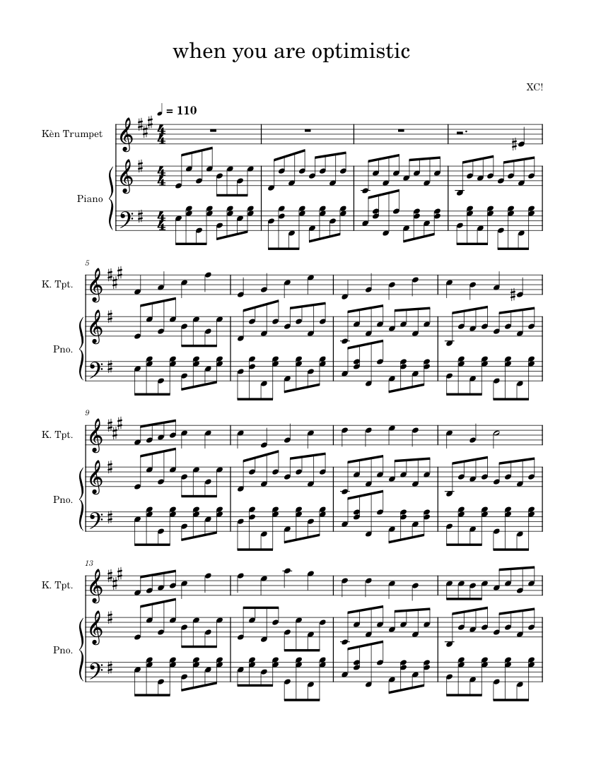 when you are optimistic Sheet music for Piano, Trumpet other (Solo ...