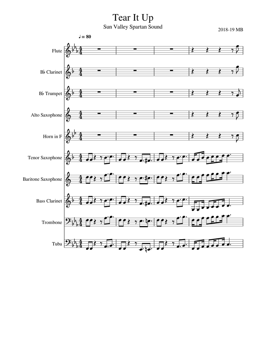 Tear It Up Sheet music for Trombone, Tuba, Flute, Clarinet in b-flat ...