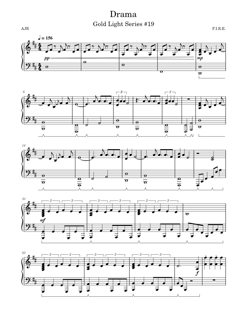 Gold Light #19: AJR - Drama Sheet music for Piano (Solo) | Musescore.com