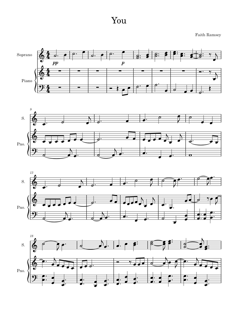 You Sheet music for Piano, Soprano (Piano-Voice) | Musescore.com