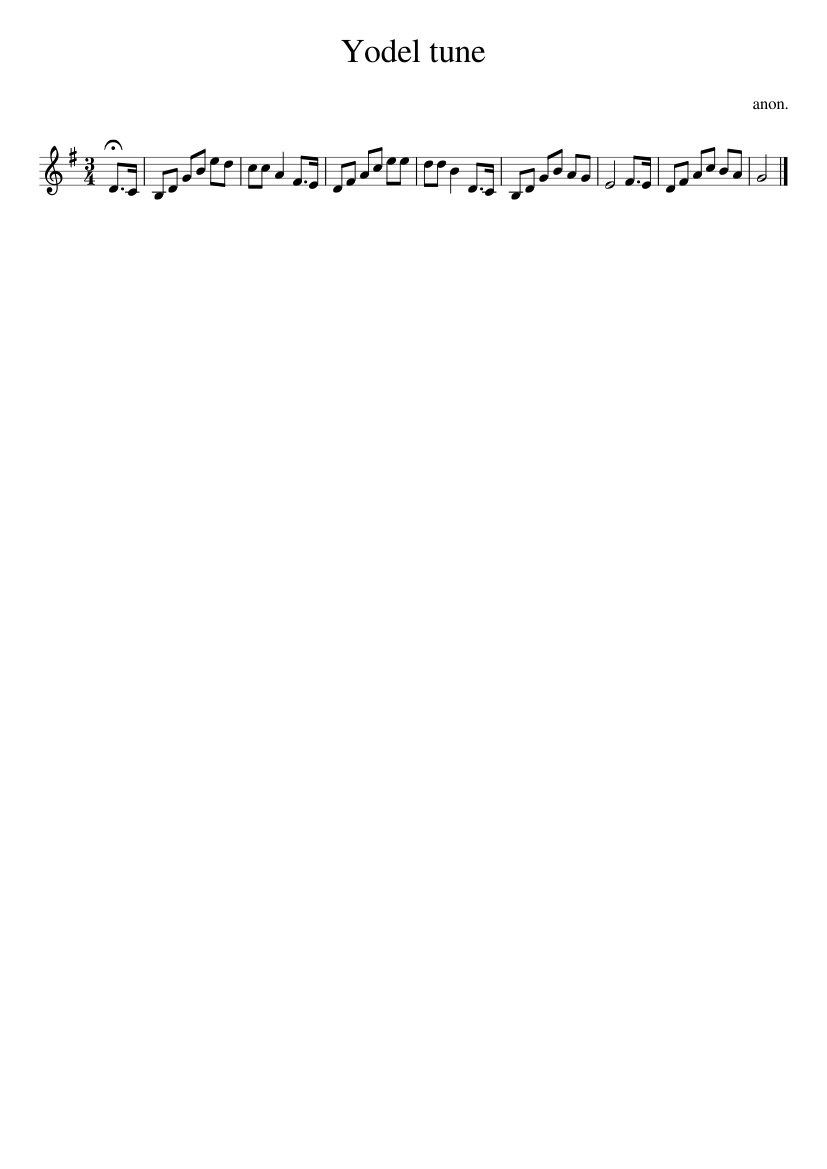 Yodel tune Sheet music for Piano (Solo) Easy | Musescore.com