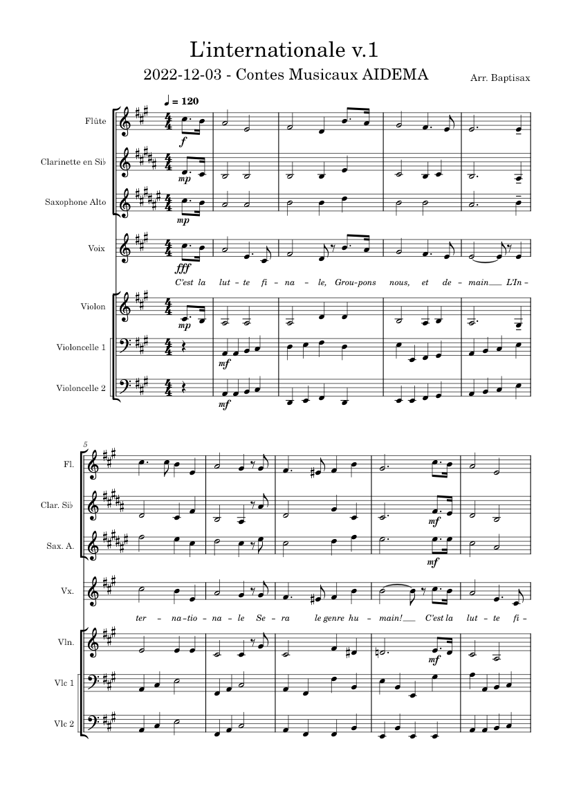 L'internationale – Pierre Degeyter-Eugène Pottier Sheet music for ...