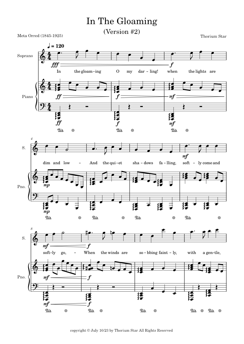 In The Gloaming (Version #2) Sheet music for Piano, Soprano (Piano ...