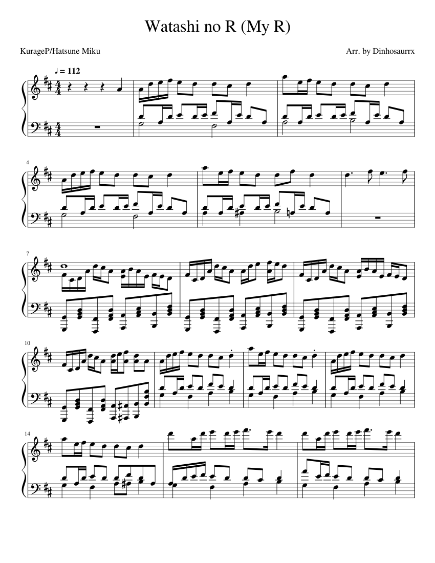 Watashi no R (My R) Sheet music for Piano (Solo) | Musescore.com