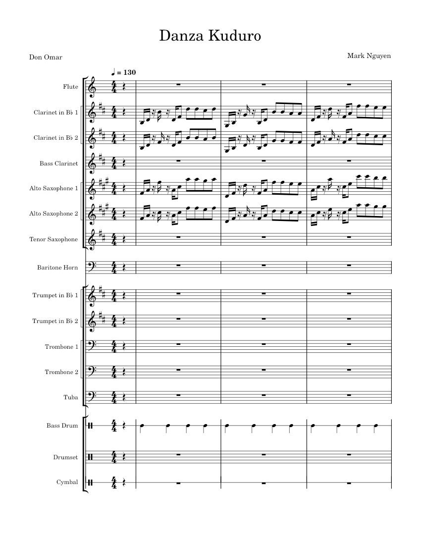 Danza Kuduro – Don Omar Danza Kuduro Sheet music for Trombone, Tuba ...