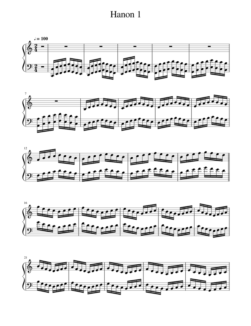 Hanon 1 Sheet music for Piano (Solo) | Musescore.com