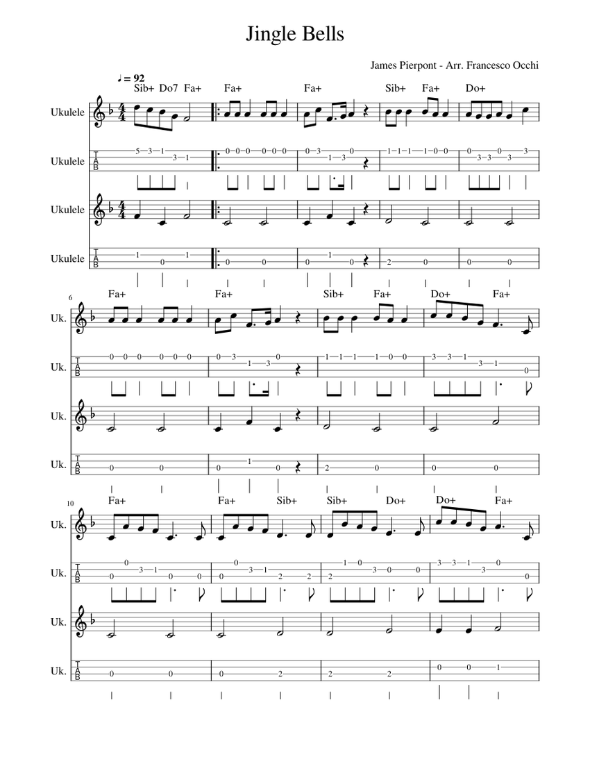 Jingle Bells Sheet music for Ukulele (Mixed Duet) | Musescore.com