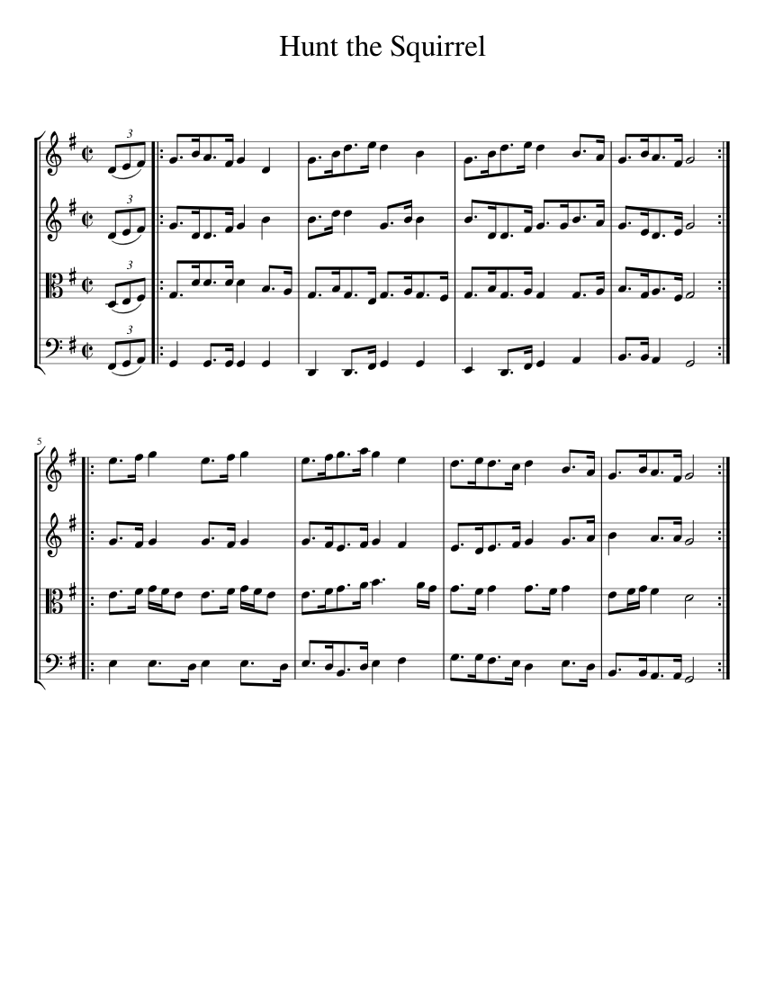 Hunt the Squirrel Sheet music for Violin, Viola, Cello (String Quartet ...