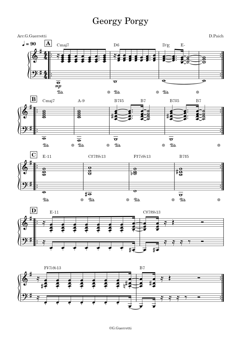 Georgy Porgy – David Paich Sheet Music with Chords for Piano (Solo ...