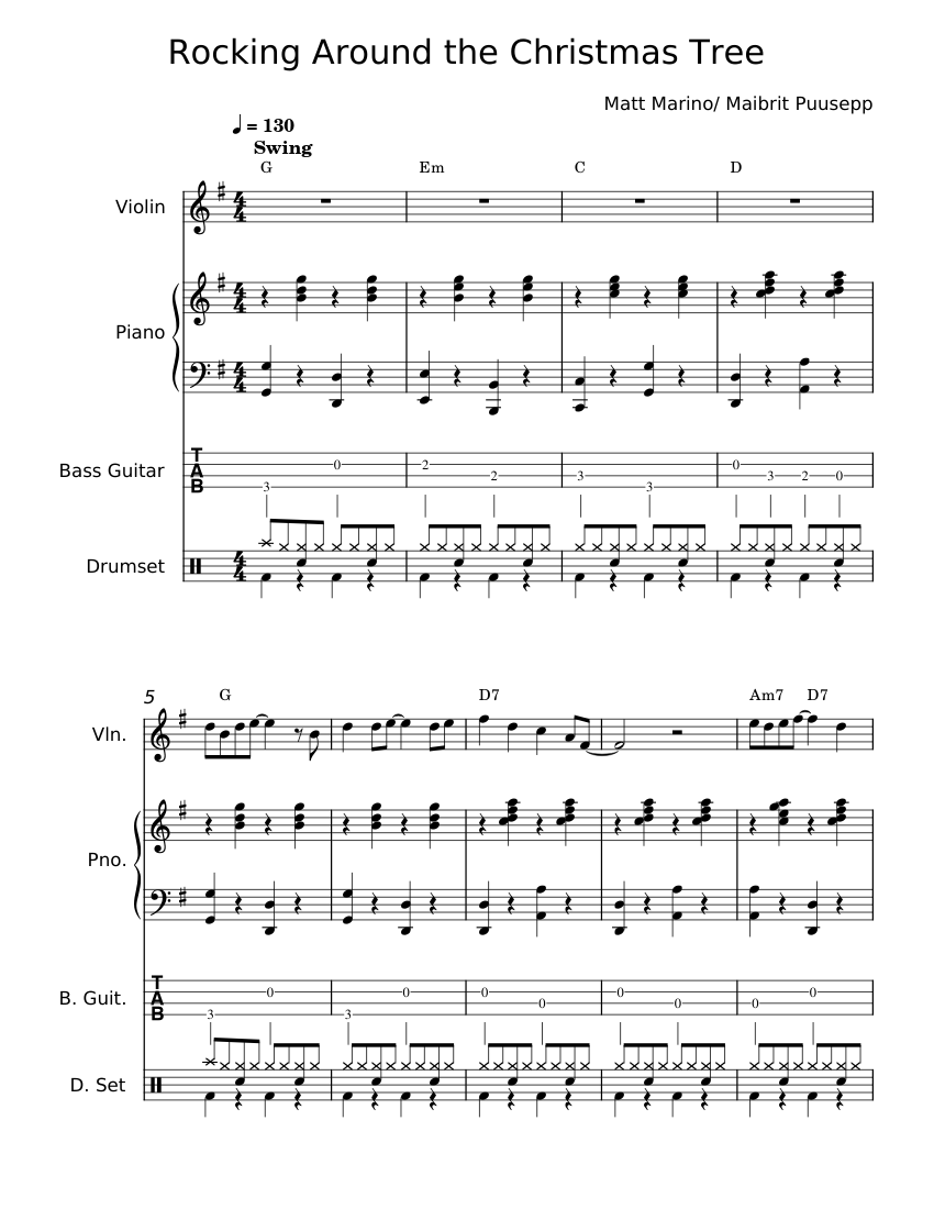 Rockin' Around The Christmas Tree - Johnny Marks Sheet music for Piano, Violin, Bass guitar ...