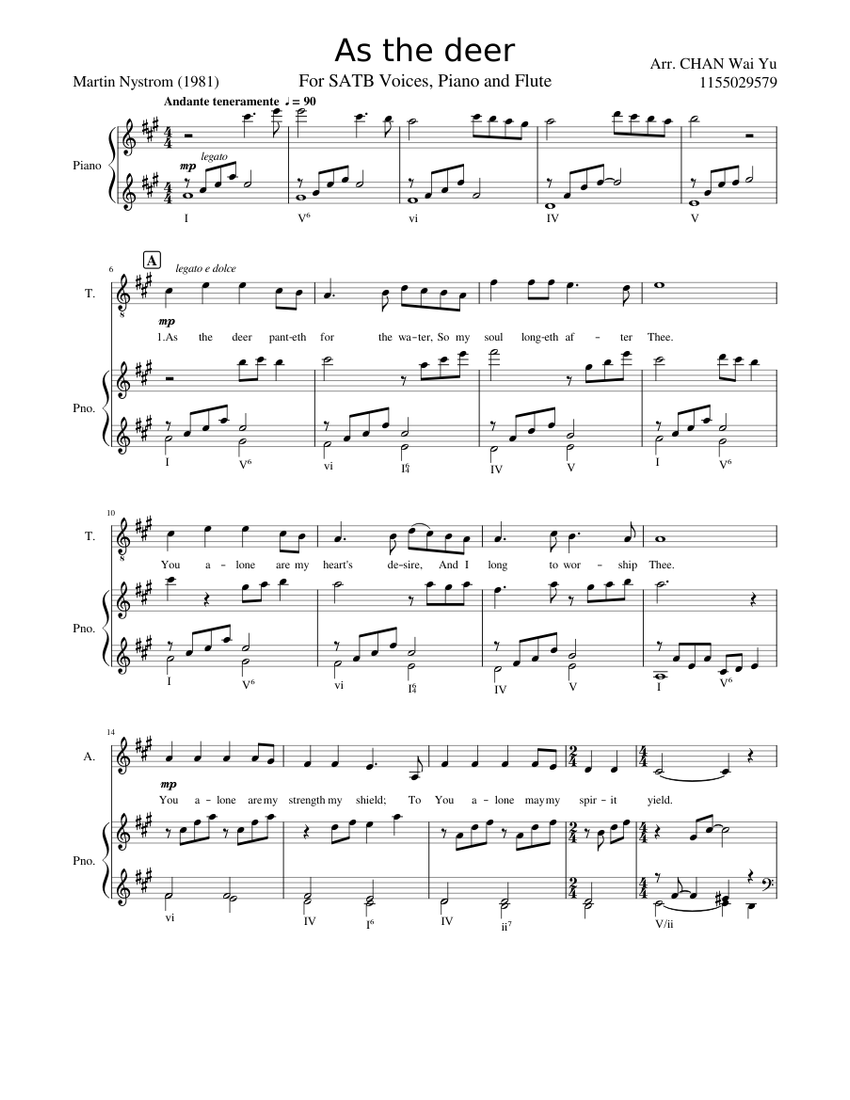 As the deer Sheet music for Piano, Soprano, Alto, Tenor & more ...