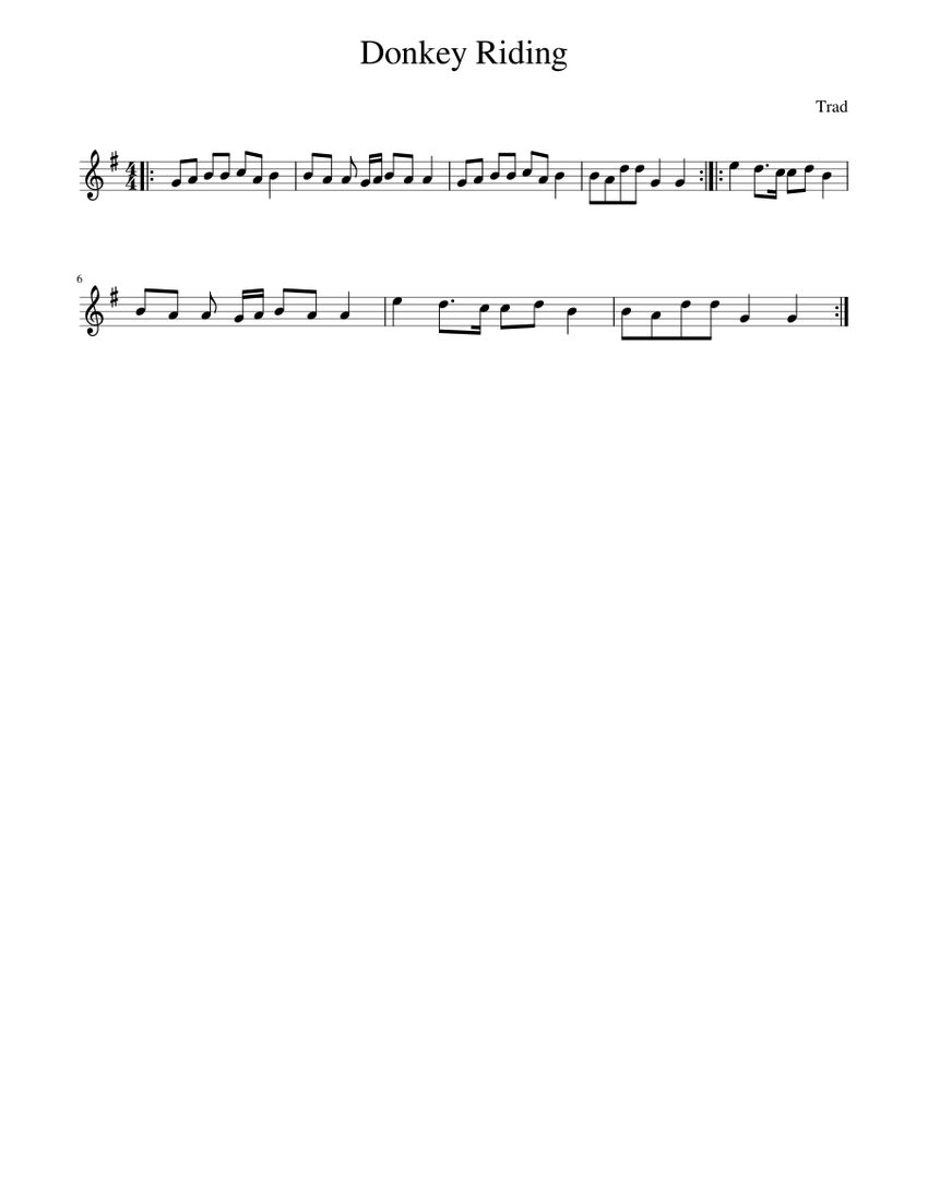 Traditional music - Donkey Riding Sheet music for Piano (Solo ...
