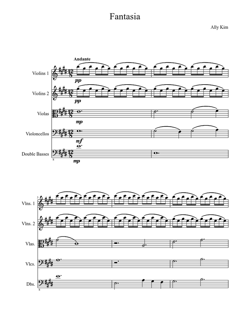 Fantasia in E for strings Sheet music for Strings Group (Mixed Quintet) | Download and print in ...