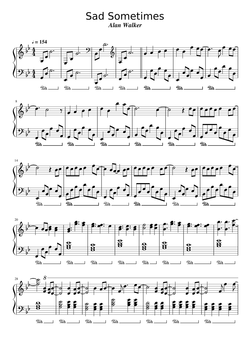 Sad Sometimes - Alan Walker (KLAs Fantasy optimization) Sheet music for ...