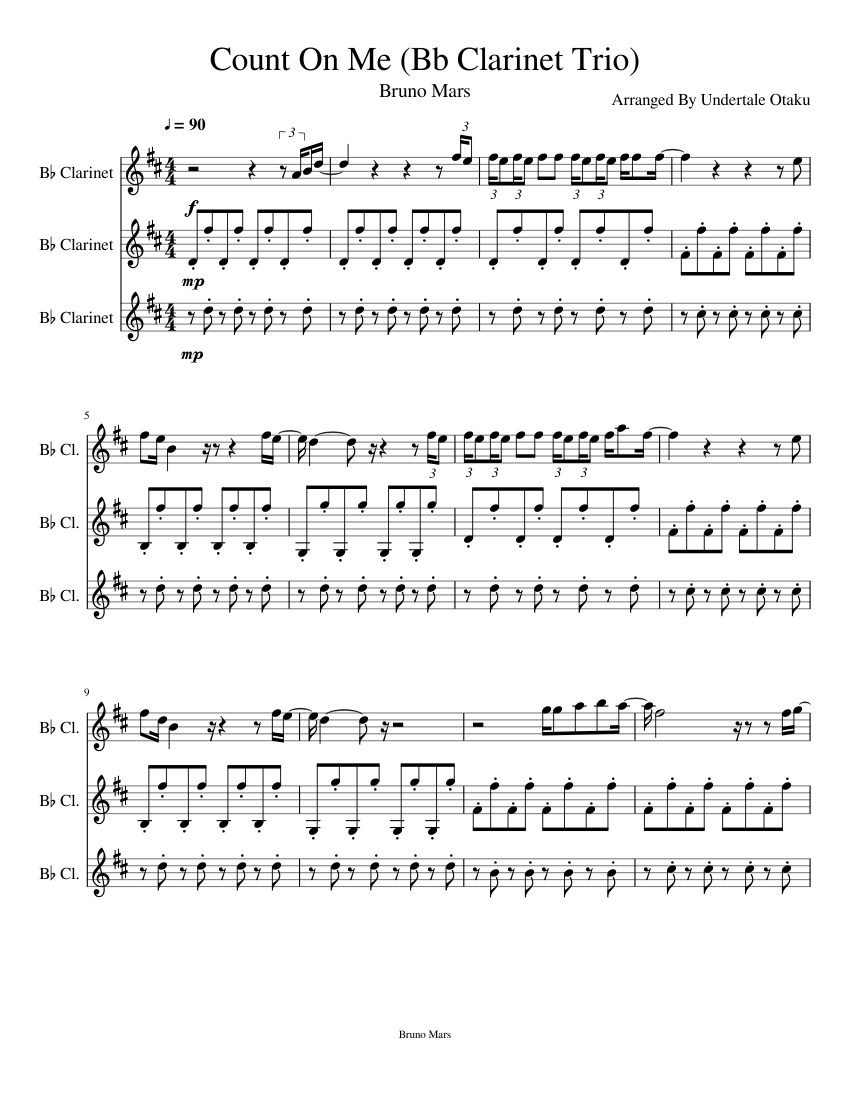 Count On Me Bb Clarinet Trio Sheet music for Clarinet (In B Flat ...