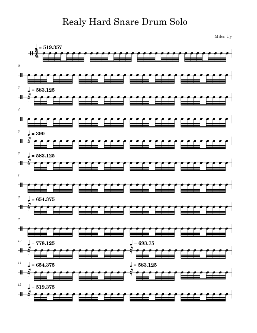 Never Gonna Give You Up – Rick Astley Really Hard Snare Drum Solo Sheet ...