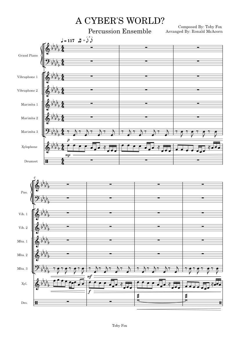 A CYBER'S WORLD? Sheet music for Piano, Vibraphone, Drum group, Marimba & more instruments ...