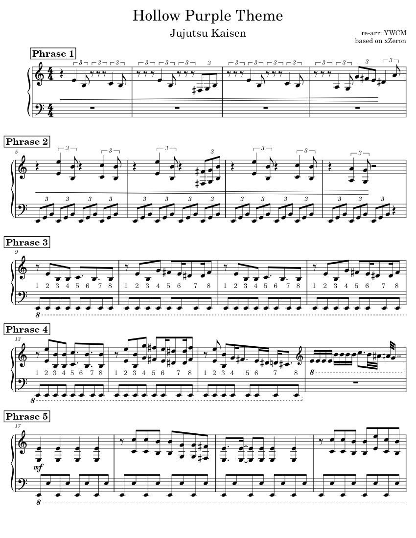 Hollow Purple Theme YWCM Octave Version Sheet Music For Piano Solo hollow-purple-theme-ywcm-octave-version-sheet-music-for-piano-solo
