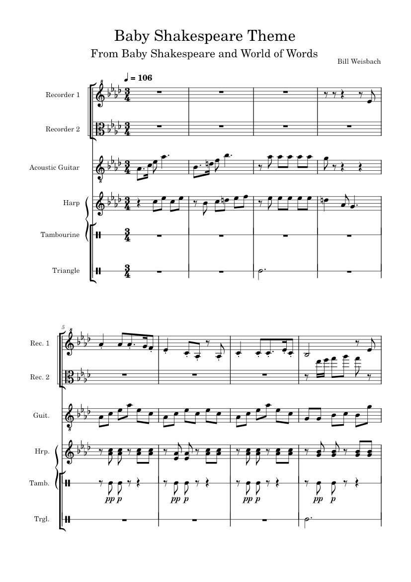 Baby Shakespeare Theme – Bill Weisbach Baby Shakespeare Theme – Baby Shakespeare Sheet Music for ...