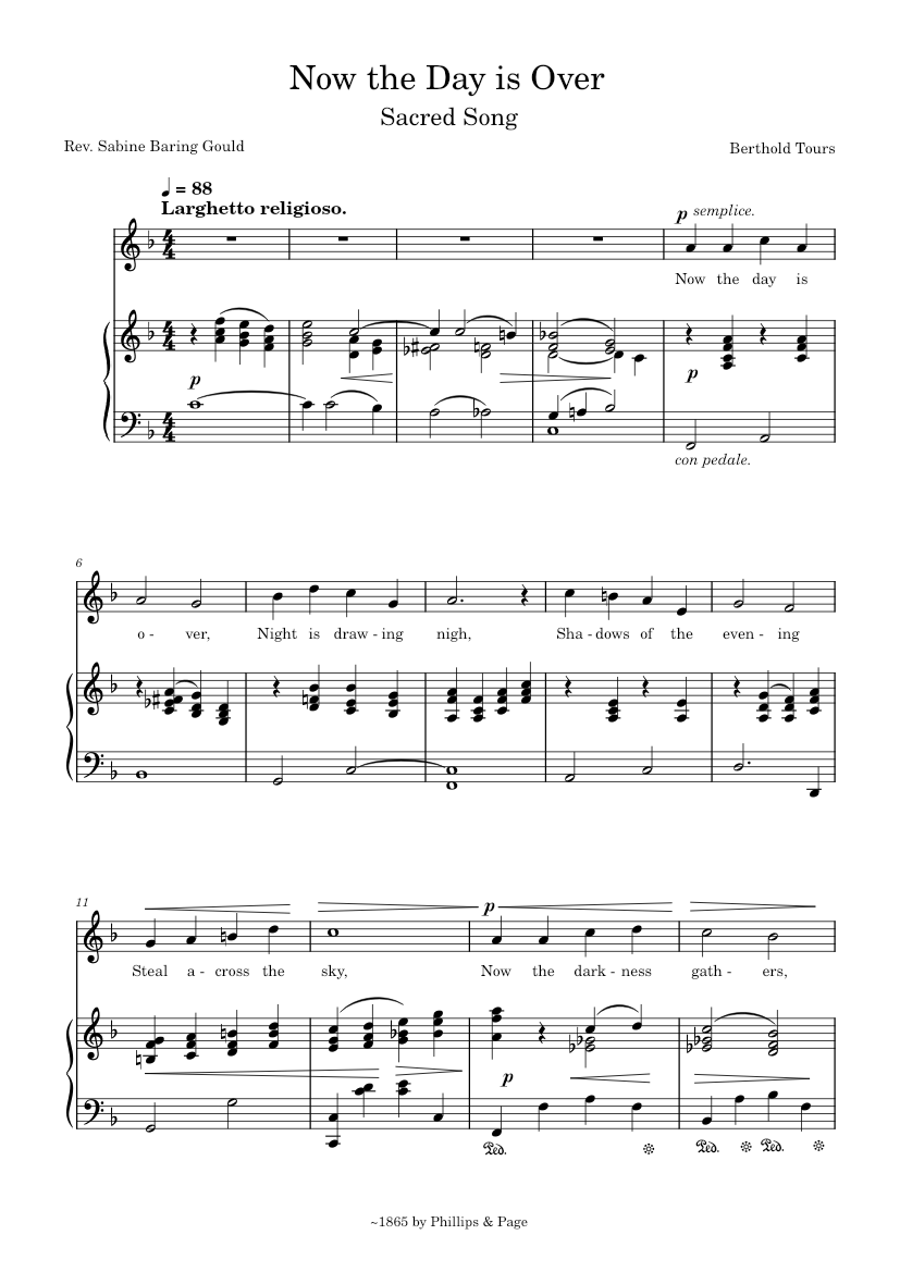 Now the Day is Over - Berthold Tours Sheet music for Piano, Vocals ...