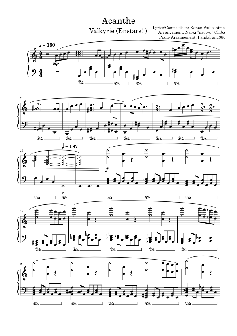Acanthe – Valkyrie (Full Version) Sheet Music for Piano (Solo ...
