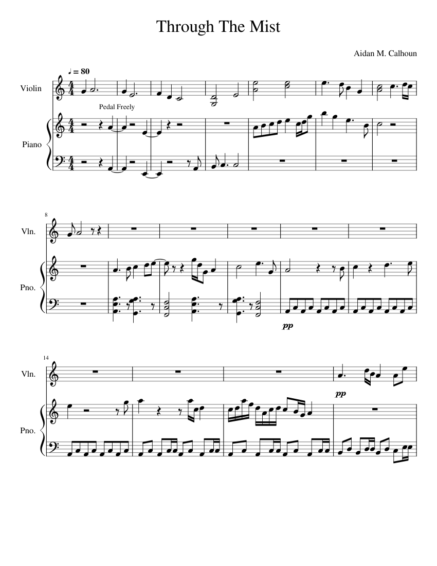 Through The Mist Sheet music for Piano, Violin (Solo) | Musescore.com