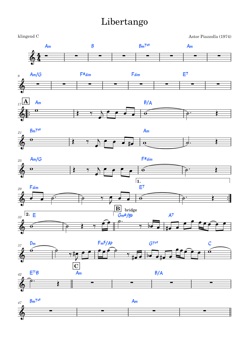 Libertango – Astor Piazzolla Libertango Sheet music for Saxophone tenor ...
