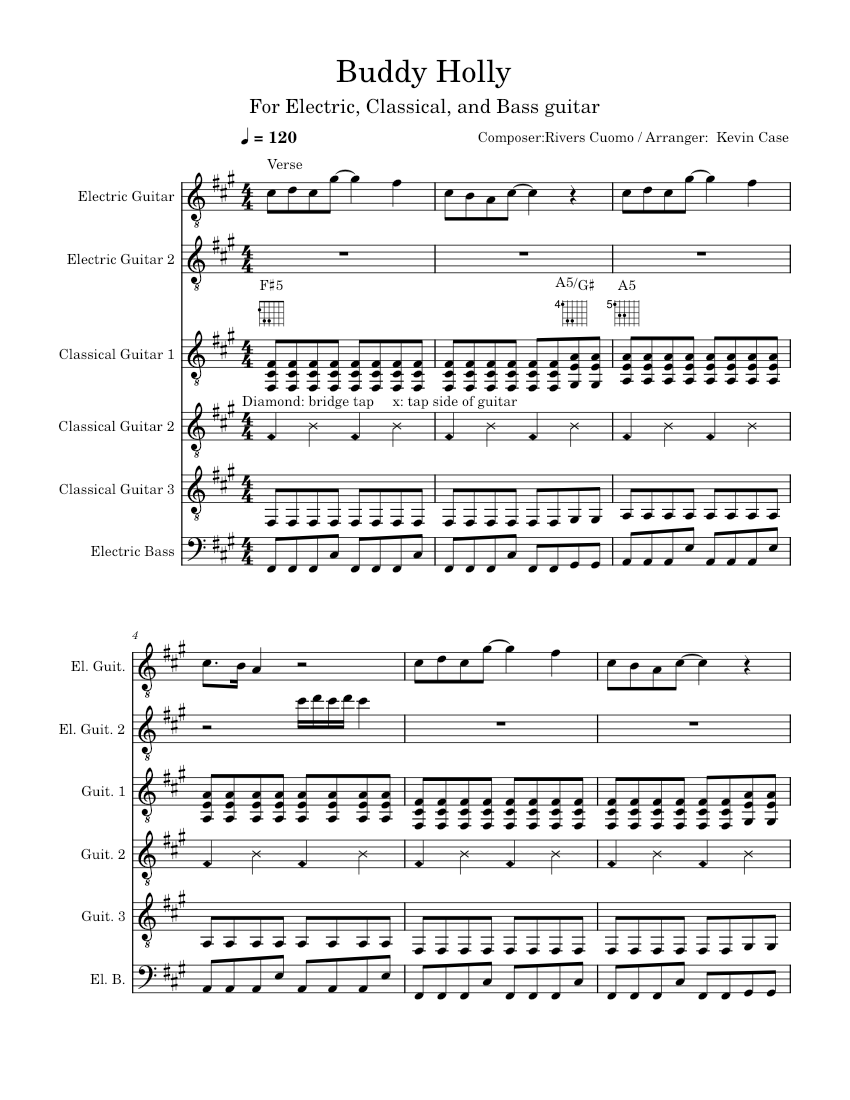 Buddy holly – Weezer Buddy Holly Sheet Music for Guitar, Bass guitar ...