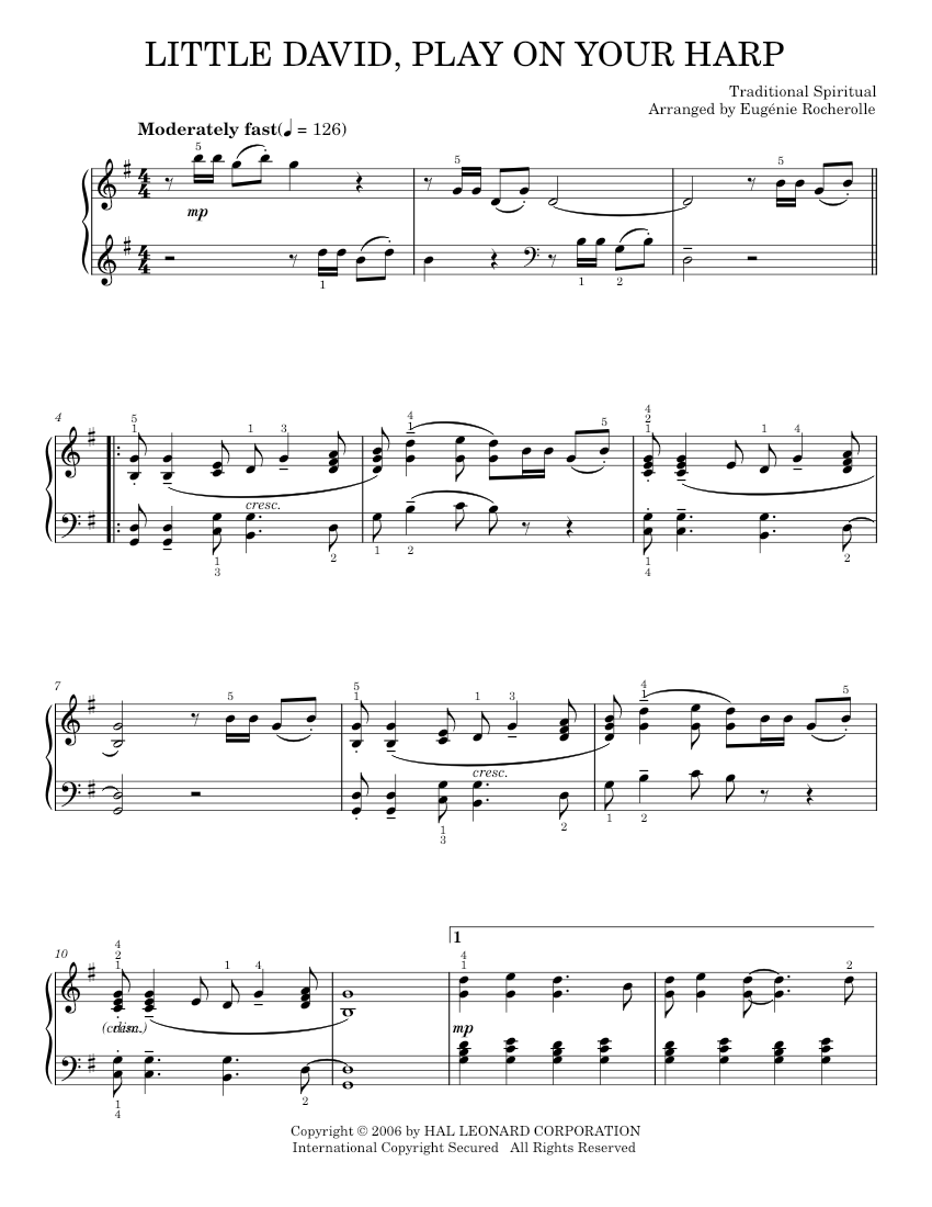 Little David, Play On Your Harp Sheet music for Piano by Traditional ...
