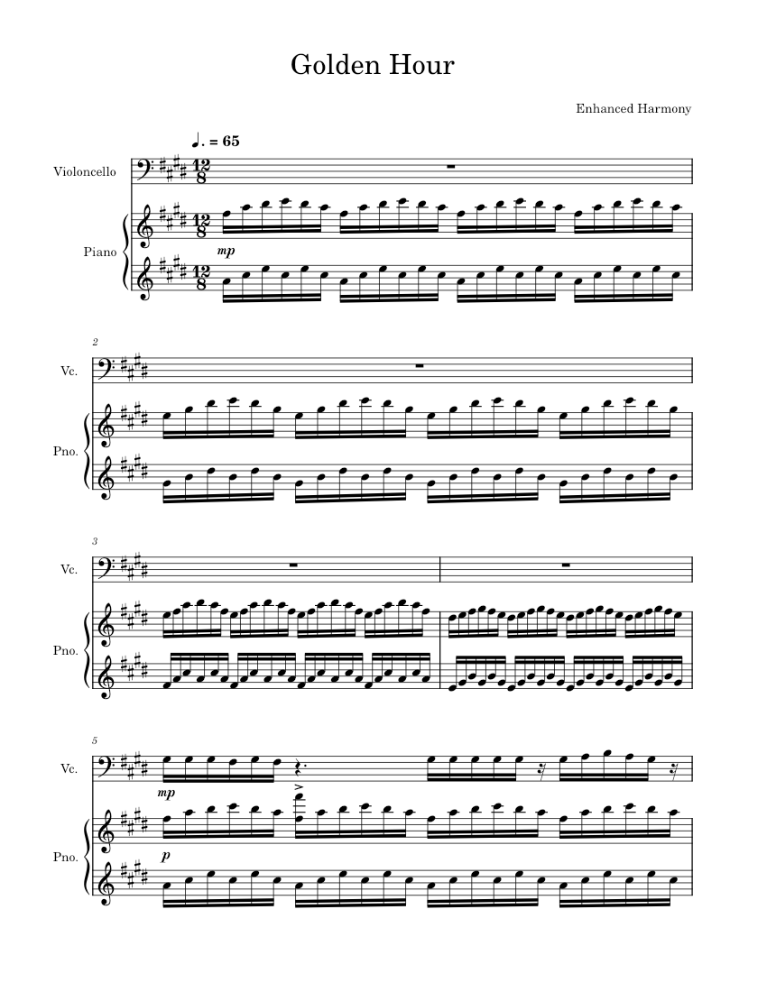 Golden Hour – JVKE Sheet music for Piano, Cello (Mixed Duet ...