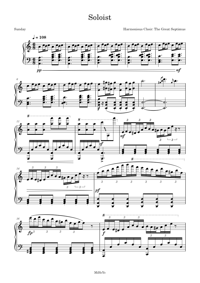 Soloist –Honkai: Star Rail 2.7 OST Sheet Music for Piano (Solo ...