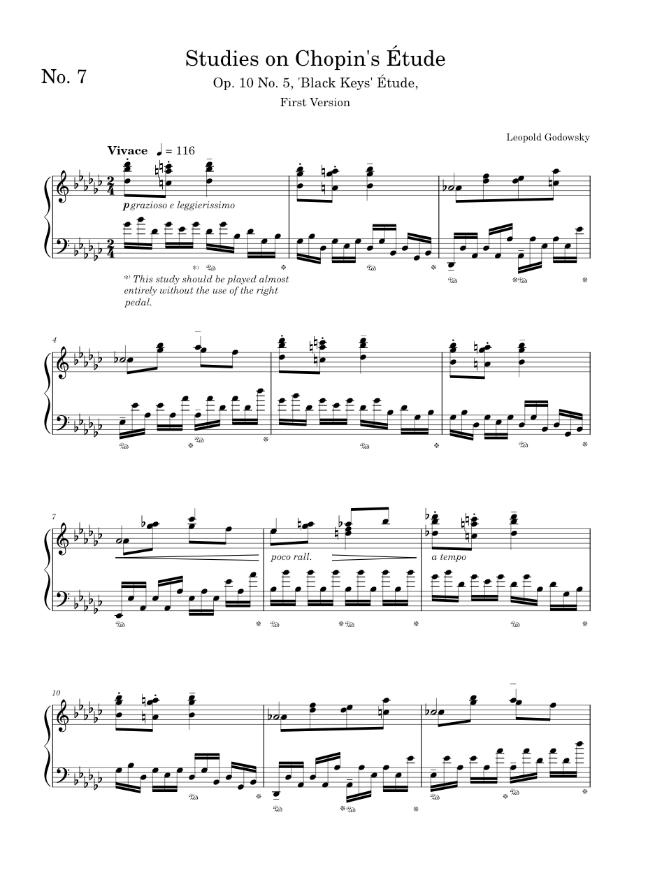 Study No. 7 on Chopin's Étude (Op. 10 No. 5) – Leopold Godowsky Sheet music for Piano (Solo ...