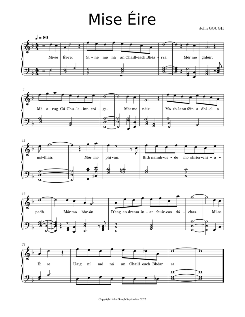 Mise Éire Sheet music for Piano (Solo) Easy | Musescore.com