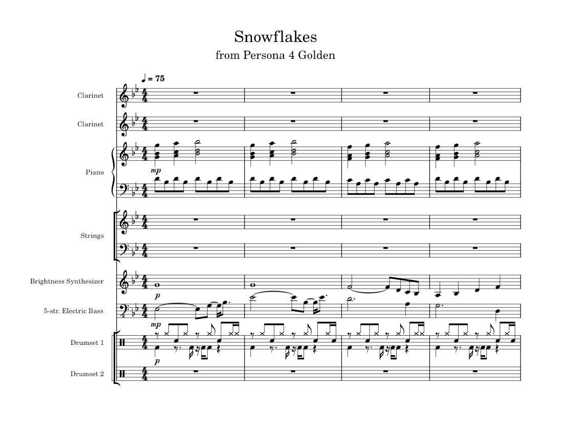 Snowflakes (from Persona 4 Golden) Sheet music for Piano, Bass guitar ...
