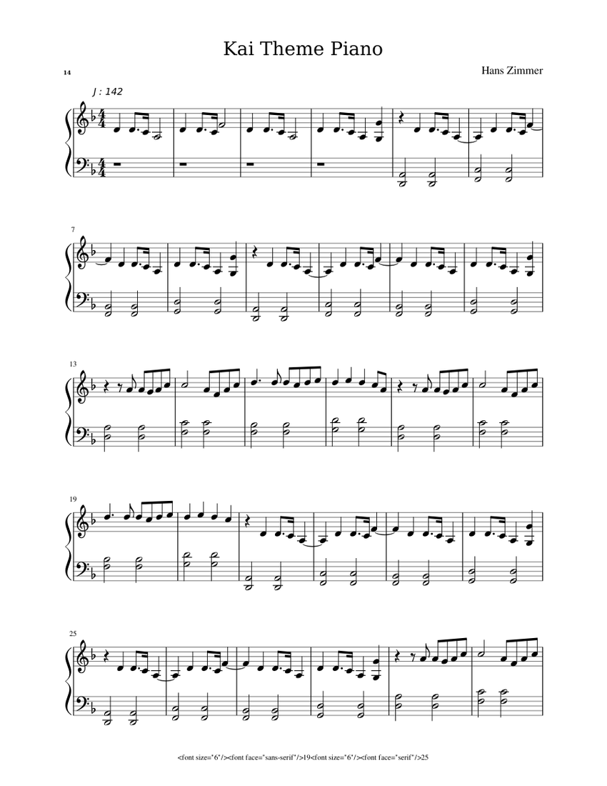 Kai Theme Piano (V2) Sheet music for Piano (Solo) | Musescore.com