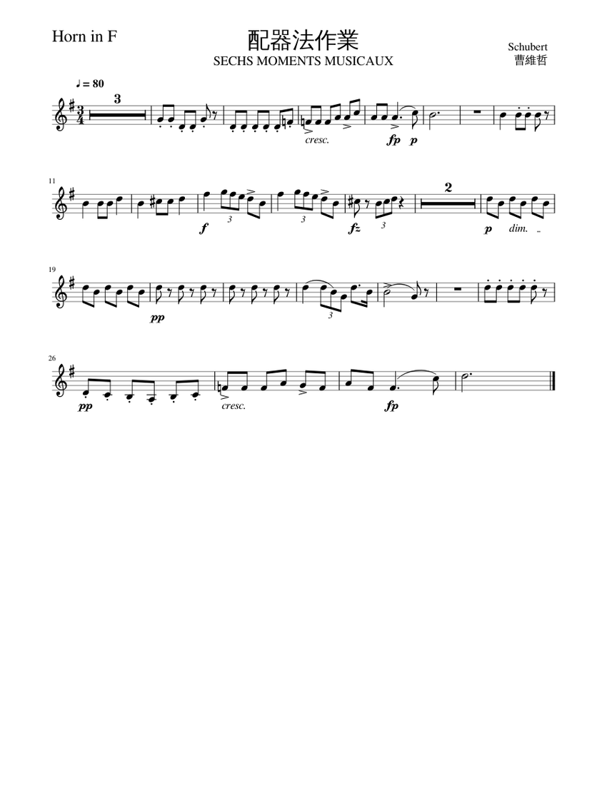 Horn in F Sheet music for French horn (Solo) | Musescore.com