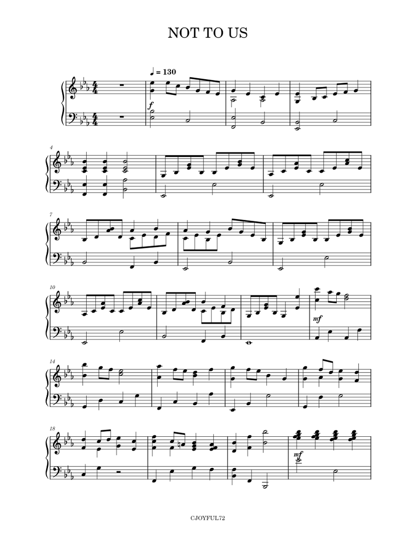 NOT TO US Sheet music for Piano (Solo) | Musescore.com