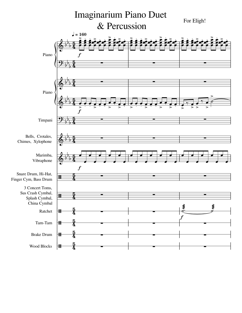 Imaginarium Piano Sheet music for Piano, Timpani, Glockenspiel, Drum ...