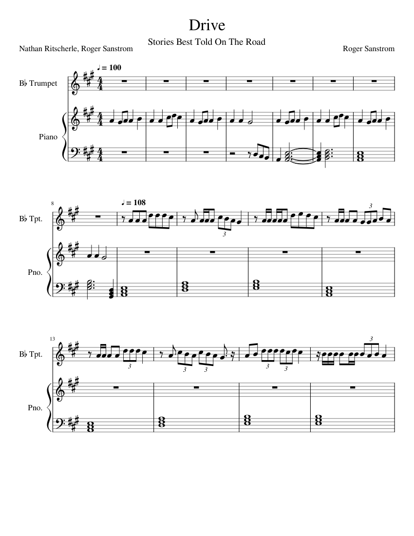 Time For A Drive Sheet music for Piano, Trumpet (In B Flat) (Solo ...