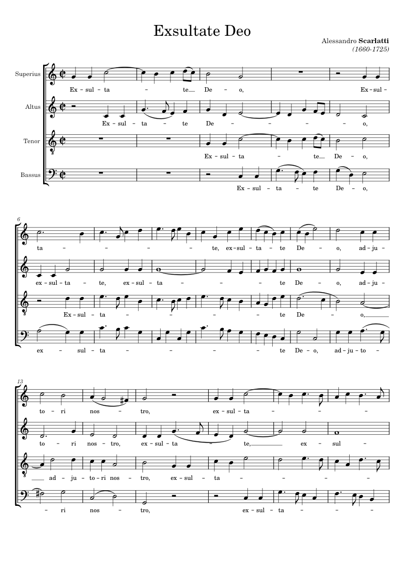 Exsultate Deo - Scarlatti Sheet music for Soprano, Alto, Tenor, Bass ...