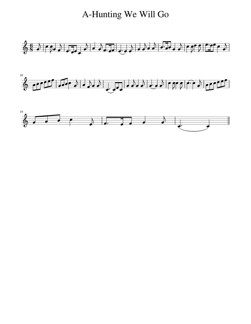 A-Hunting We Will Go Sheet music for Piano (Solo) | Musescore.com
