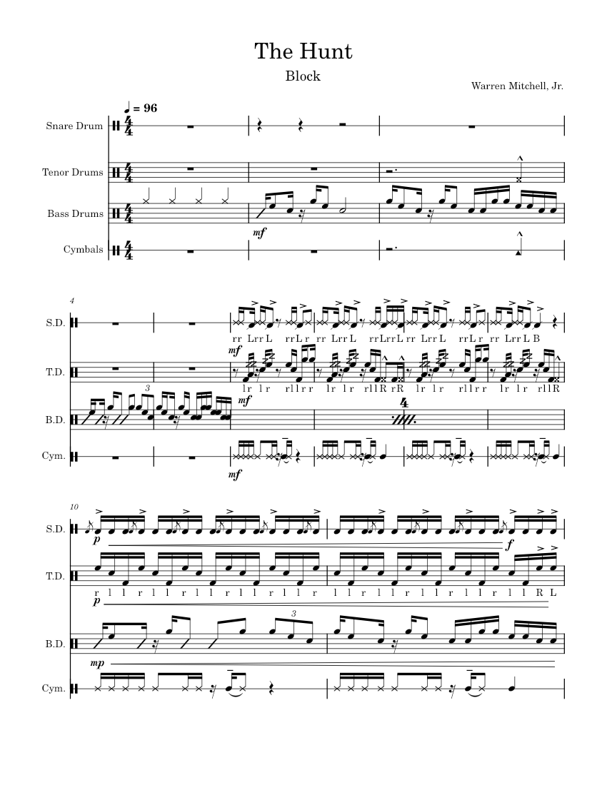 The Hunt – Warren Mitchell Sheet music for Tuba, Synthesizer, Trumpet ...