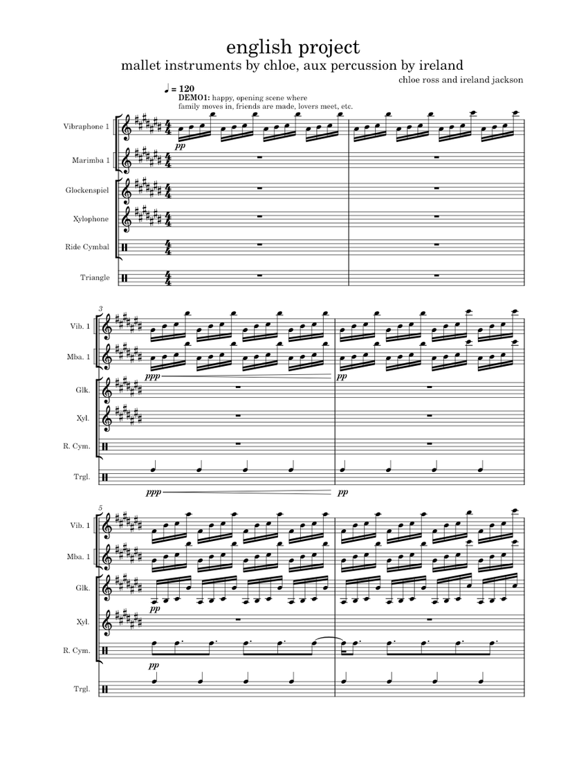english project Sheet music for Vibraphone, Glockenspiel, Marimba, Xylophone & more instruments ...