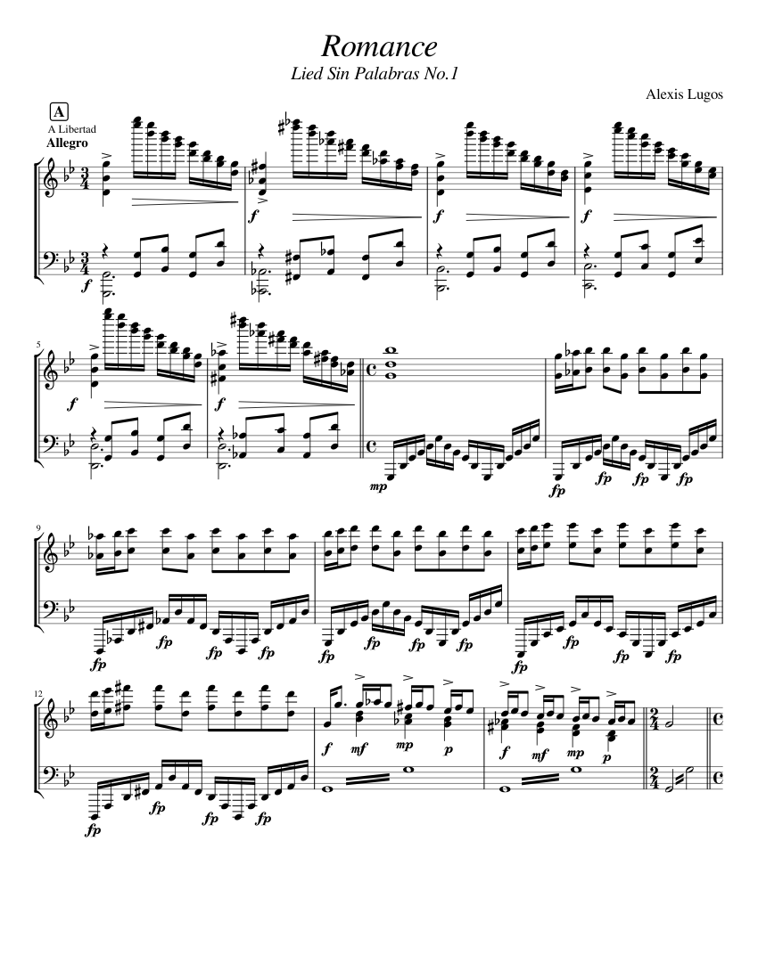 Romance Sheet music for Piano (Solo) | Musescore.com