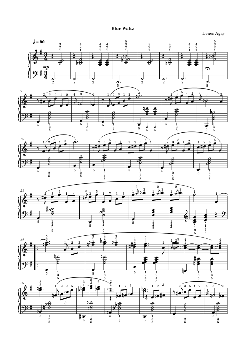 Denes Agay - Blue Waltz Sheet music for Piano (Solo) | Musescore.com