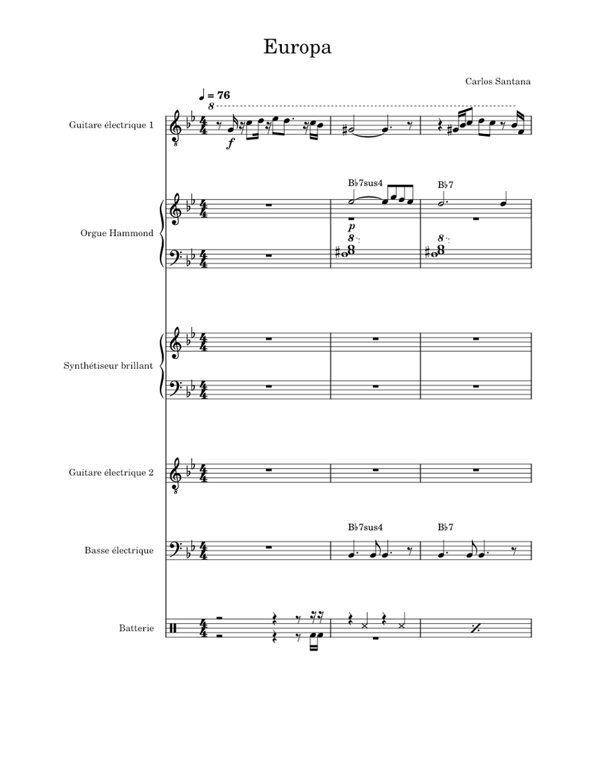Europa Sheet music for Organ, Guitar, Bass guitar, Drum group & more ...
