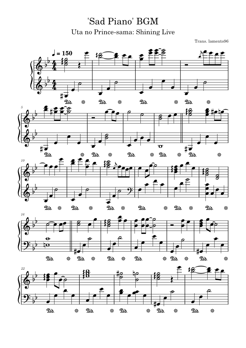 'Sad Piano' BGM – Uta no Prince-sama : Shining Live Sheet Music for ...