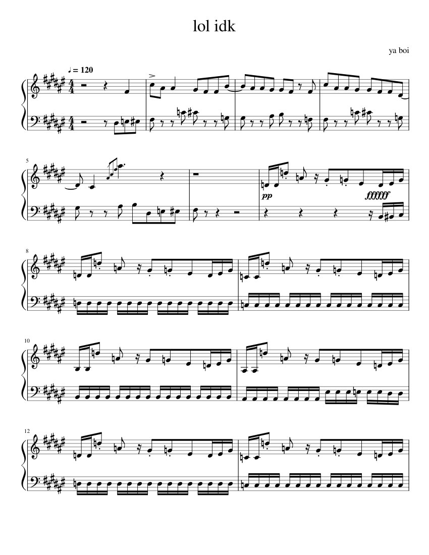 Lol idk Sheet music for Piano (Solo) | Musescore.com